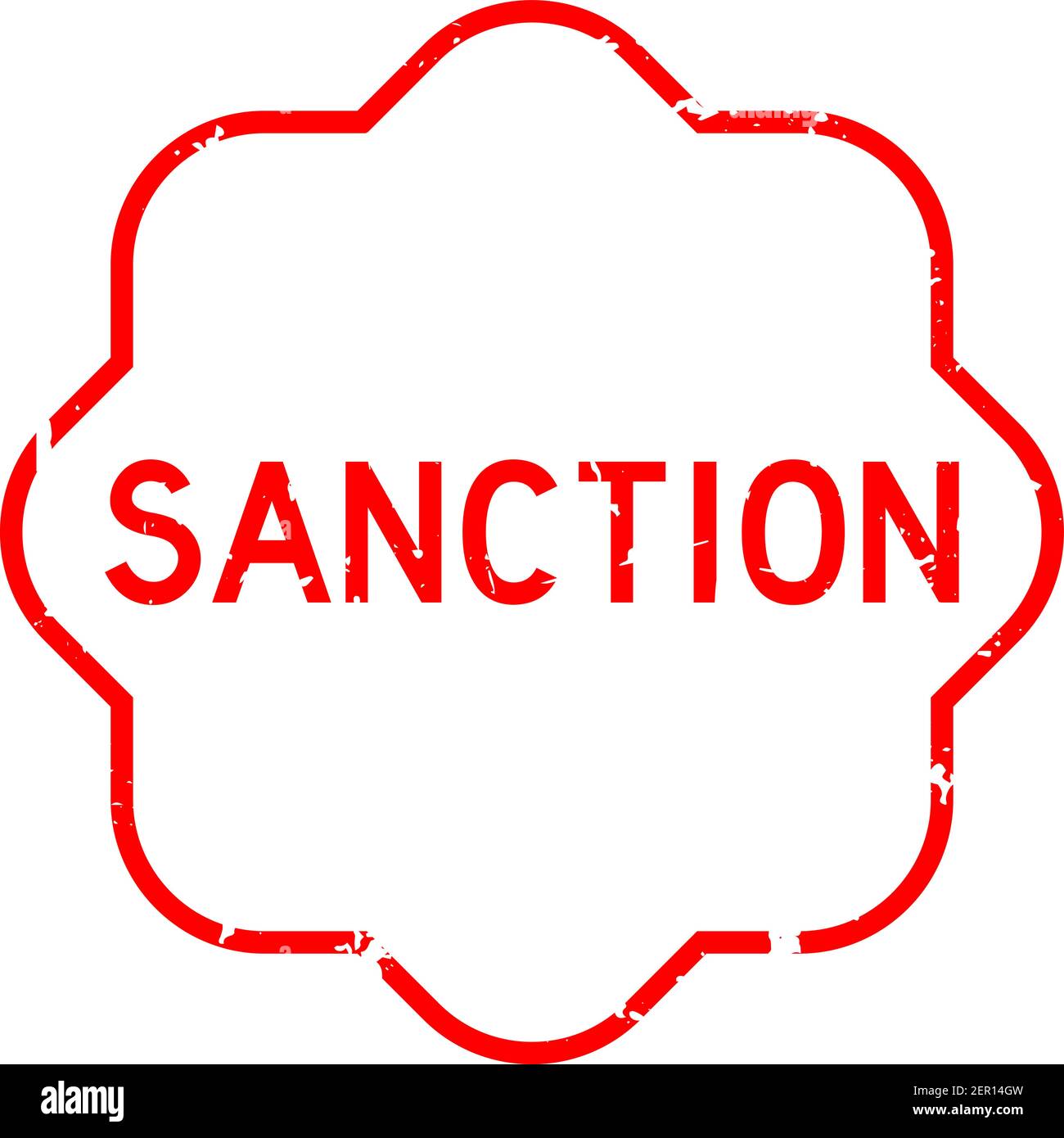 Grunge red sanction word rubber seal stamp on white background Stock ...