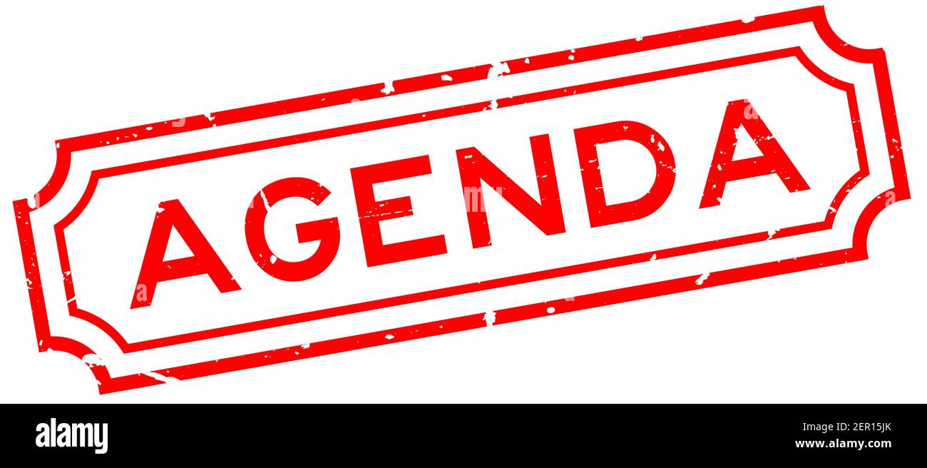 Grunge red agenda word square rubber seal stamp on white background ...