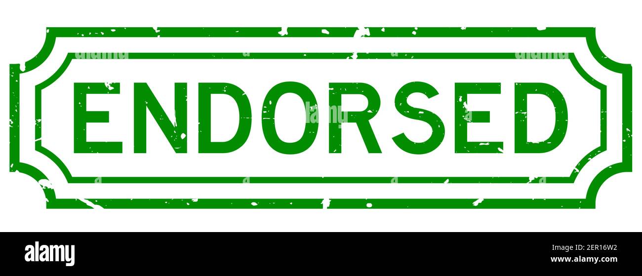 Grunge green endorsed word rubber business seal stamp on white ...