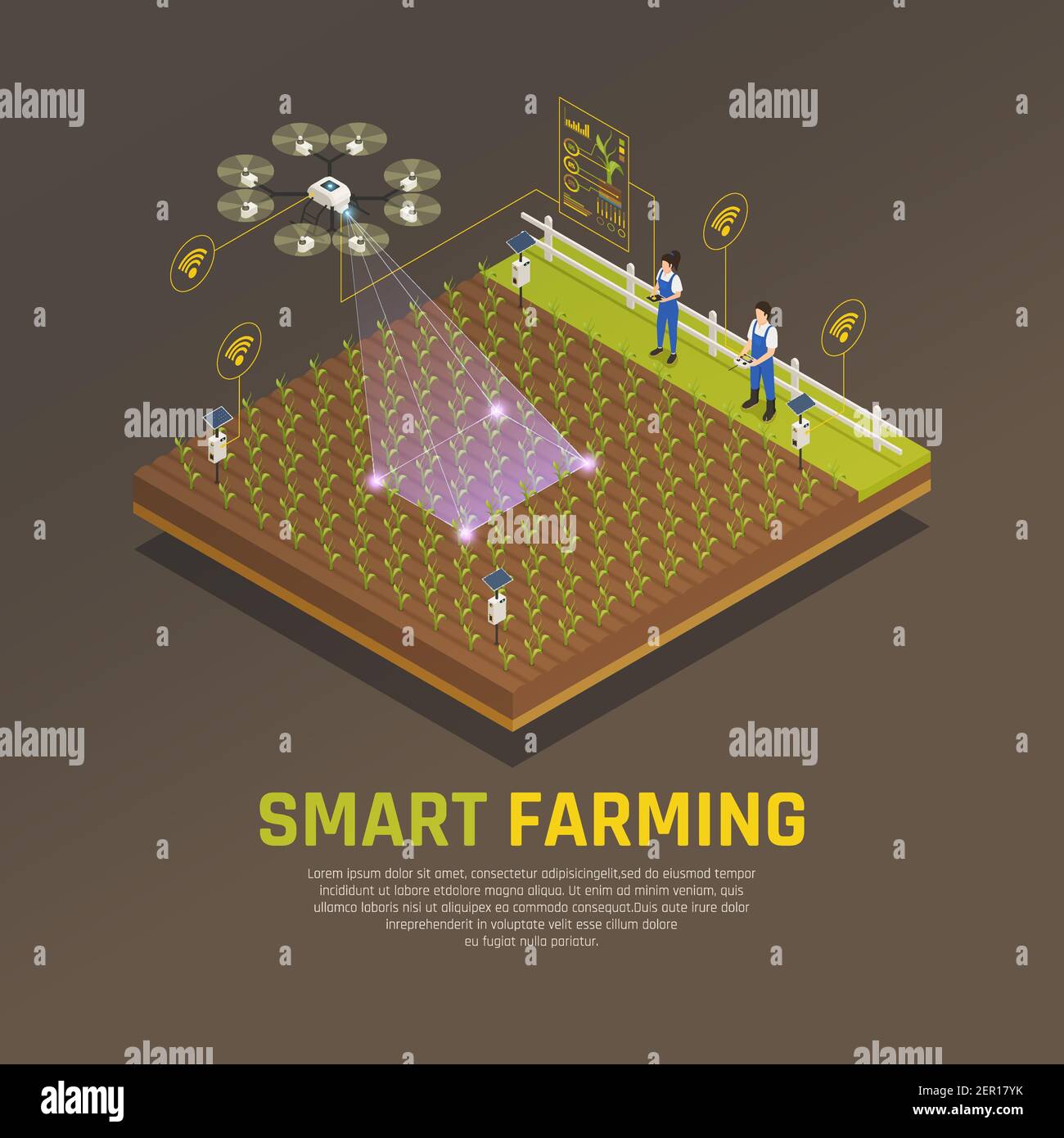 Agriculture automation smart farming composition with editable text and ...