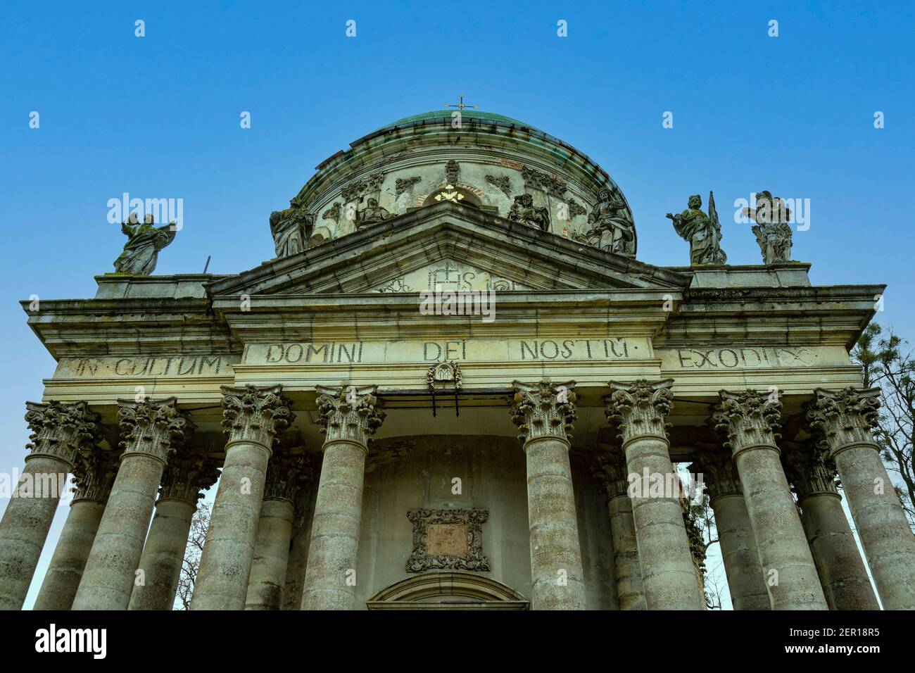 beautiful temples. Old gray temple on the background of a beautiful sky ...