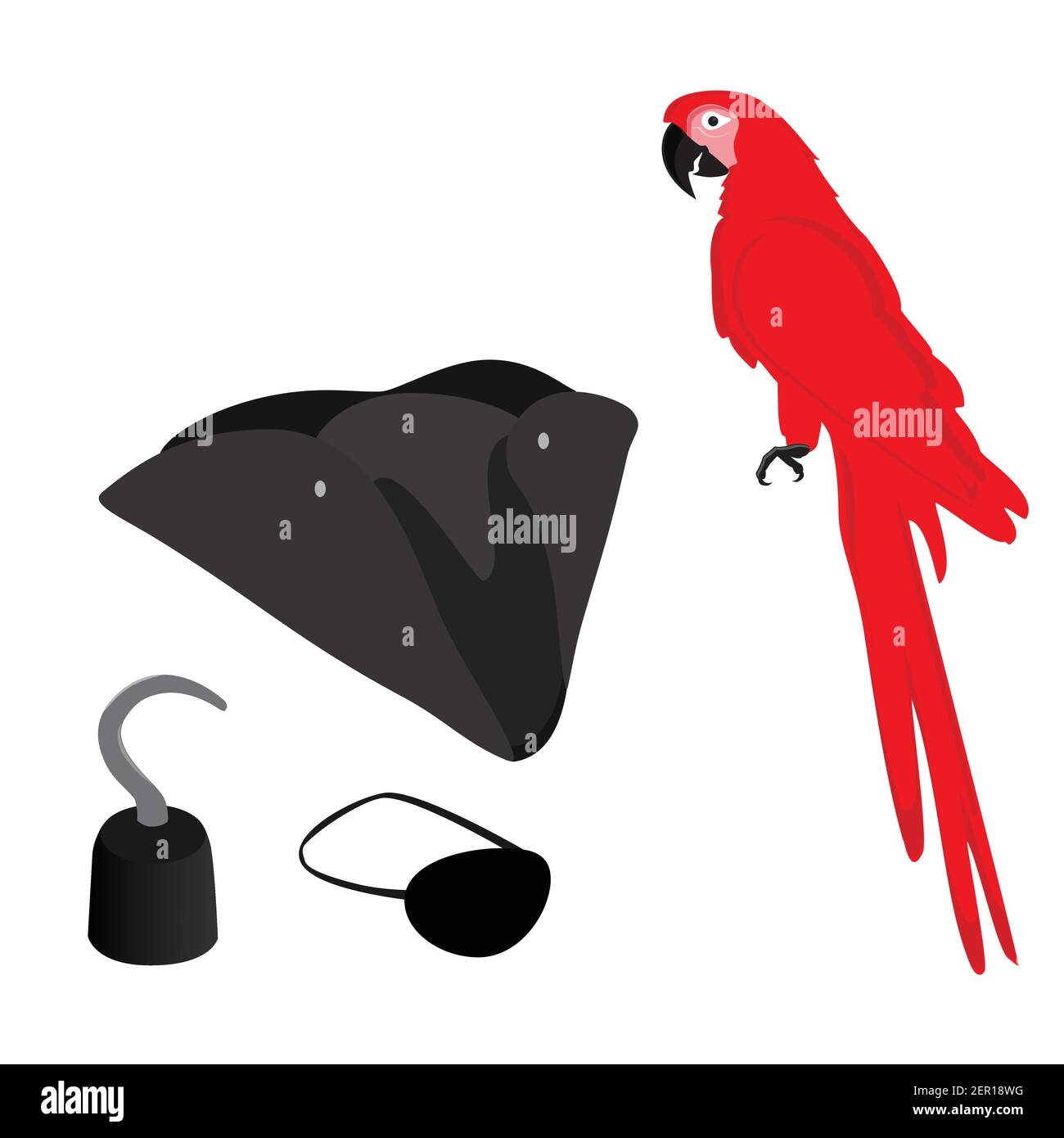 Pirate vector icon set with pirate hook, pirate hat, pirate eye patch ...