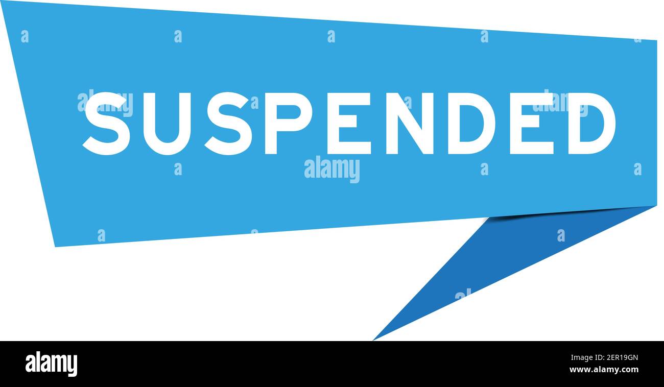 Paper speech banner with word suspended in blue color on white ...