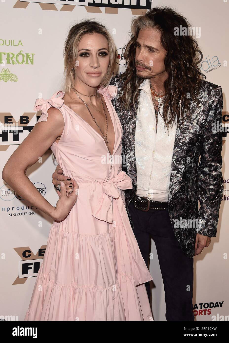 PHOENIX, AZ - MARCH 10: Steven Tyler and Aimee Preston at Muhammad Ali ...