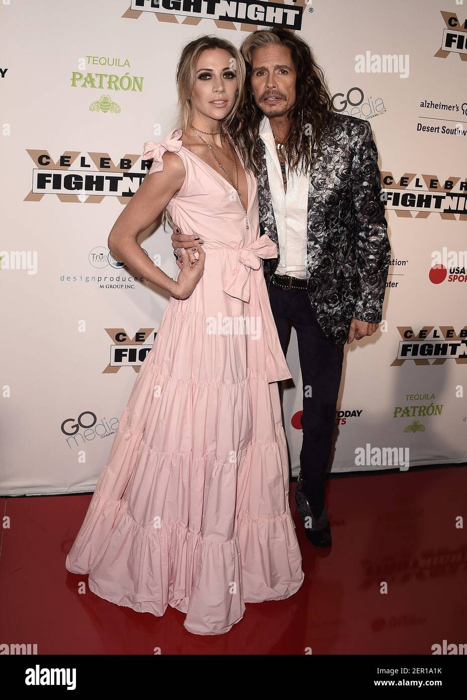 PHOENIX, AZ - MARCH 10: Steven Tyler and Aimee Preston at Muhammad Ali ...
