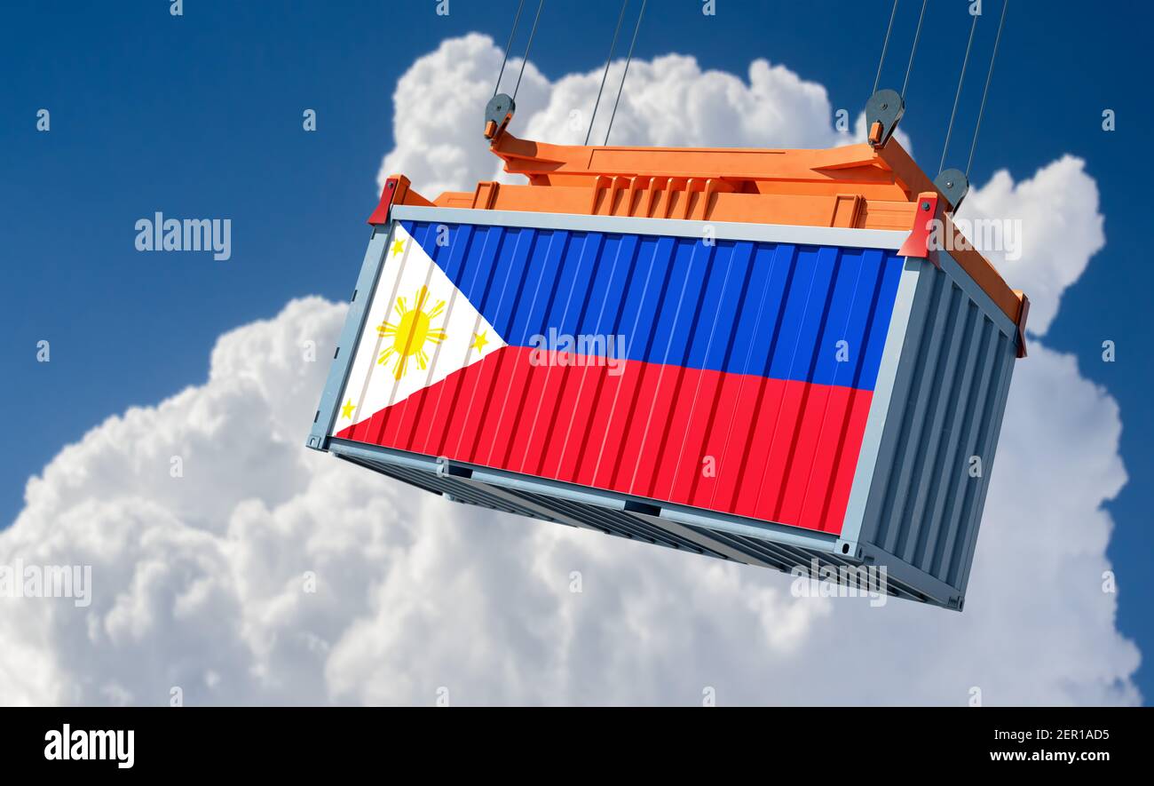 Freight container with Philippines flag. 3D Rendering Stock Photo - Alamy