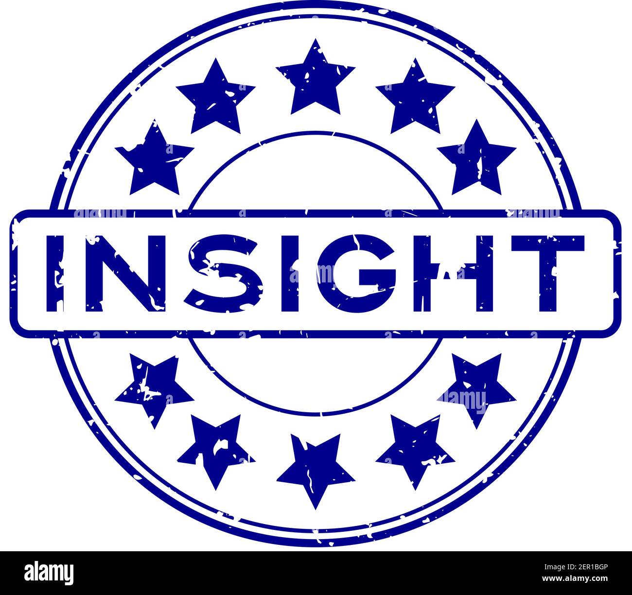 Grunge blue insight word round rubber seal stamp on white background ...