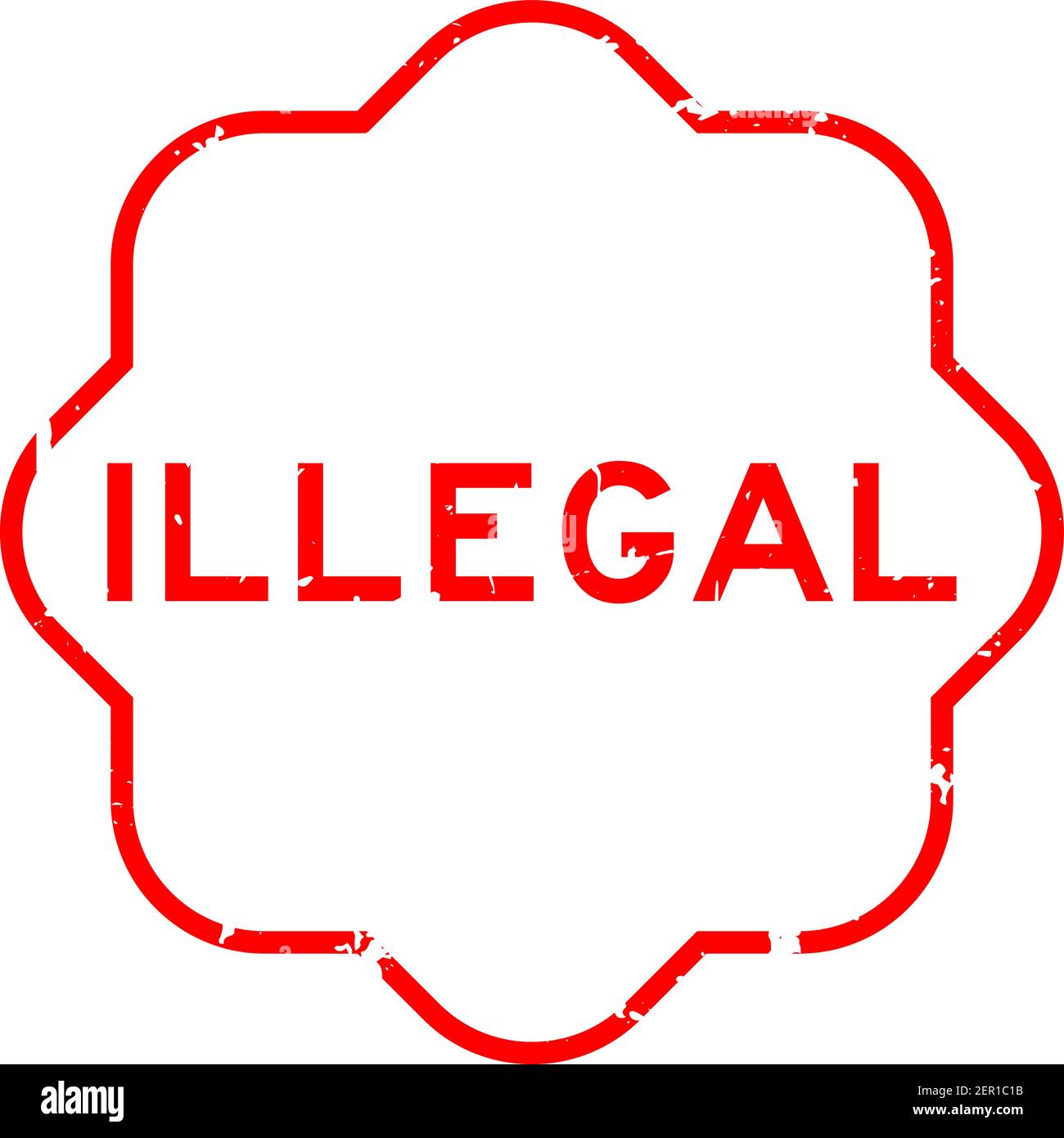 Grunge red illegal word rubber seal stamp on white background Stock ...