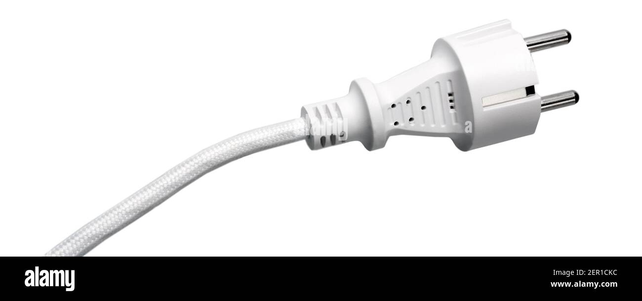 Electrical Plug 2 Pin Male cord Cable Power isolated on white Stock ...