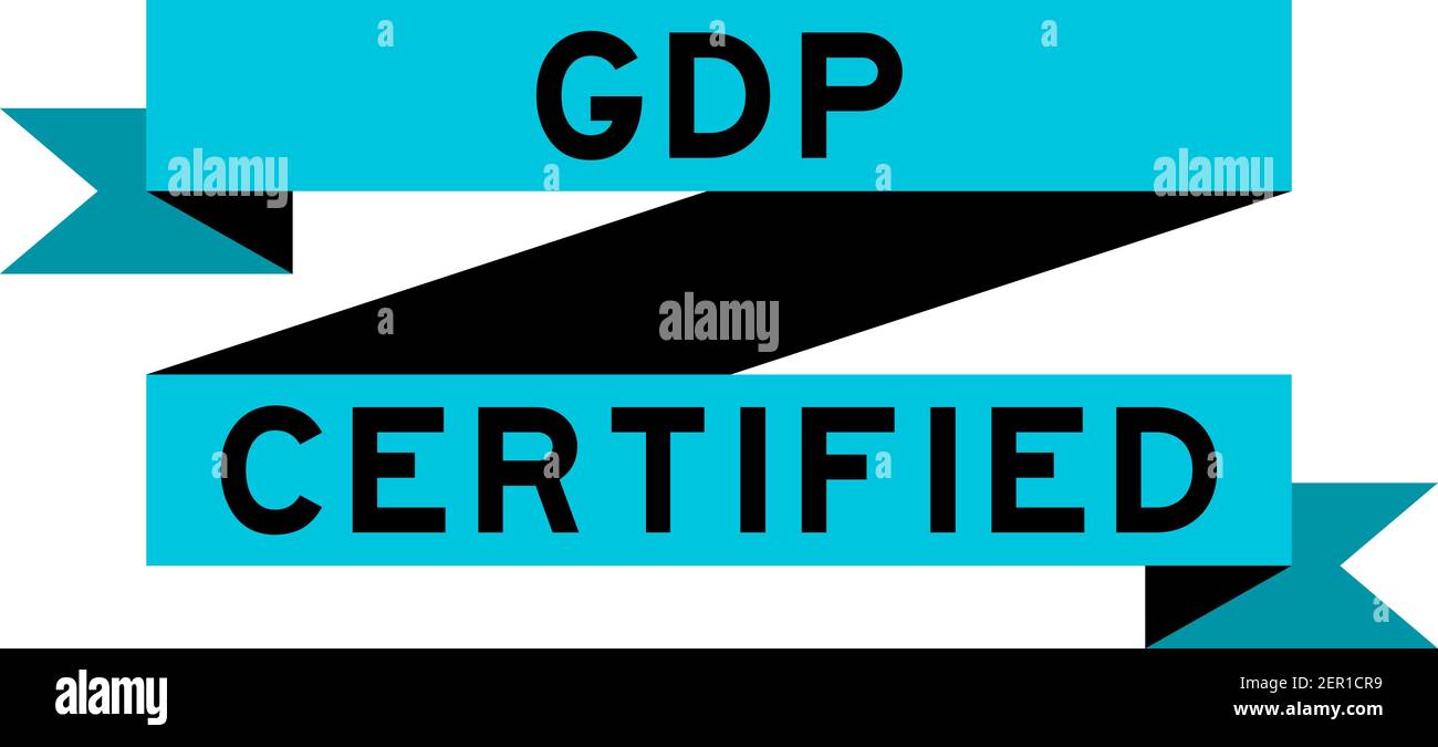 Vintage blue color ribbon banner with word GDP (Abbreviation good ...