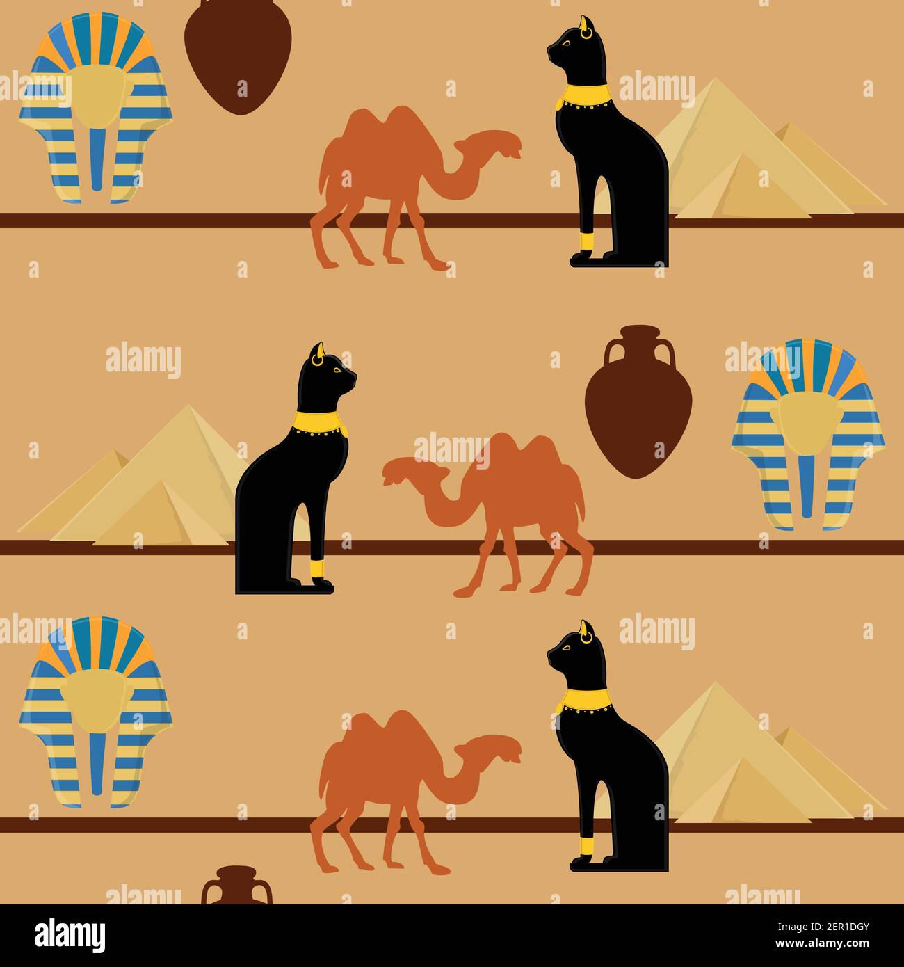 Vector illustration egypt seamless pattern with symbols of Egypt. Egypt ...