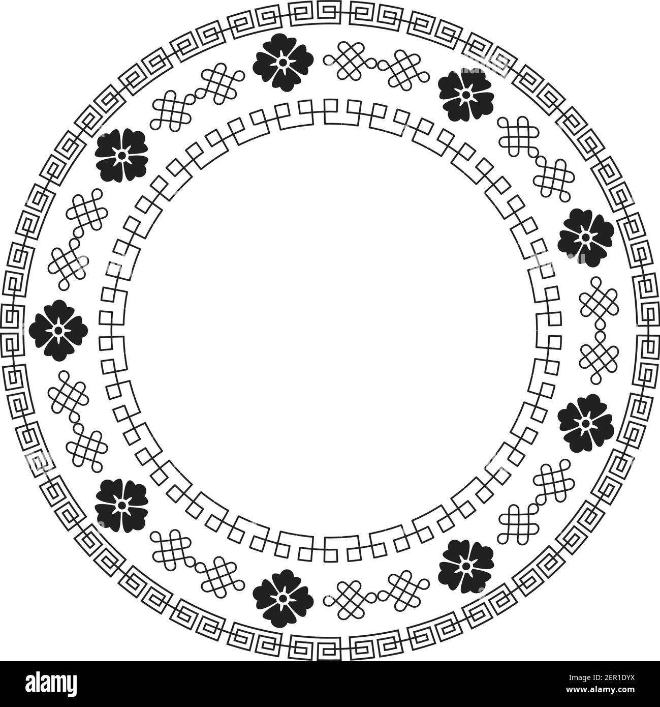 Chinese round frame and outline elements. Oriental decorations Stock ...