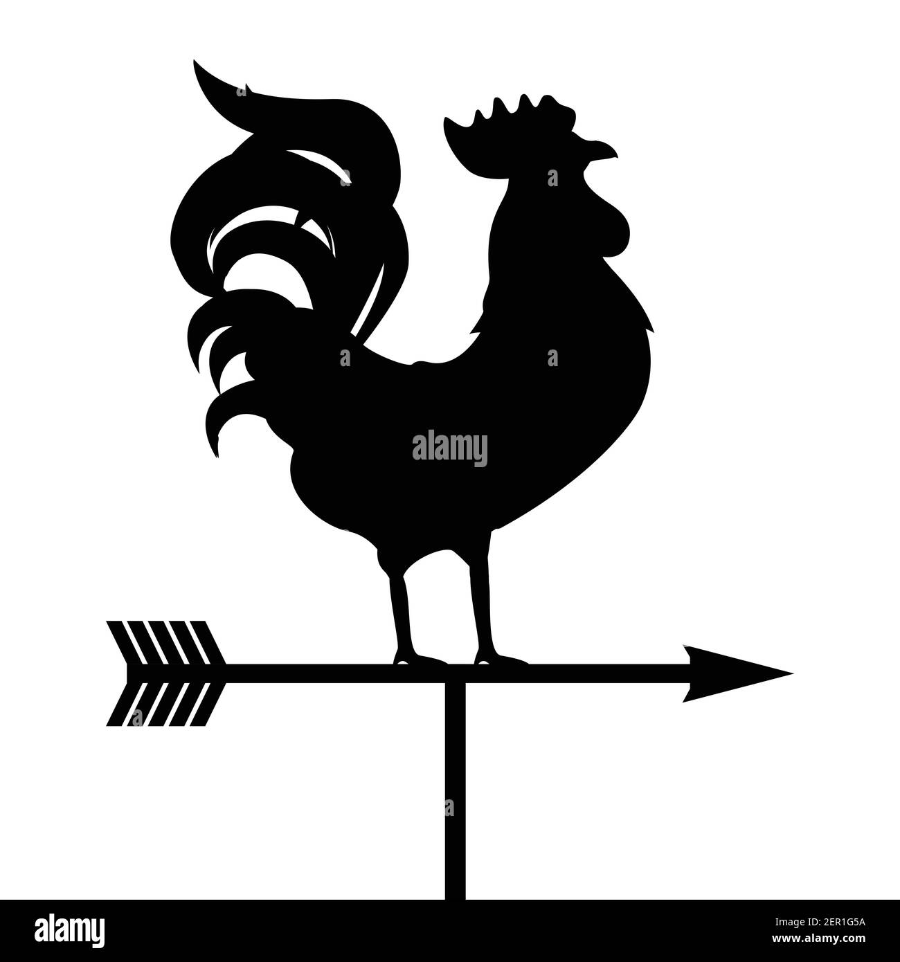 Vector illustration rooster weather vane. Black silhouette rooster ...