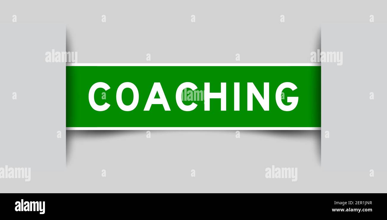 Label sticker green color in word coaching that inserted in gray ...