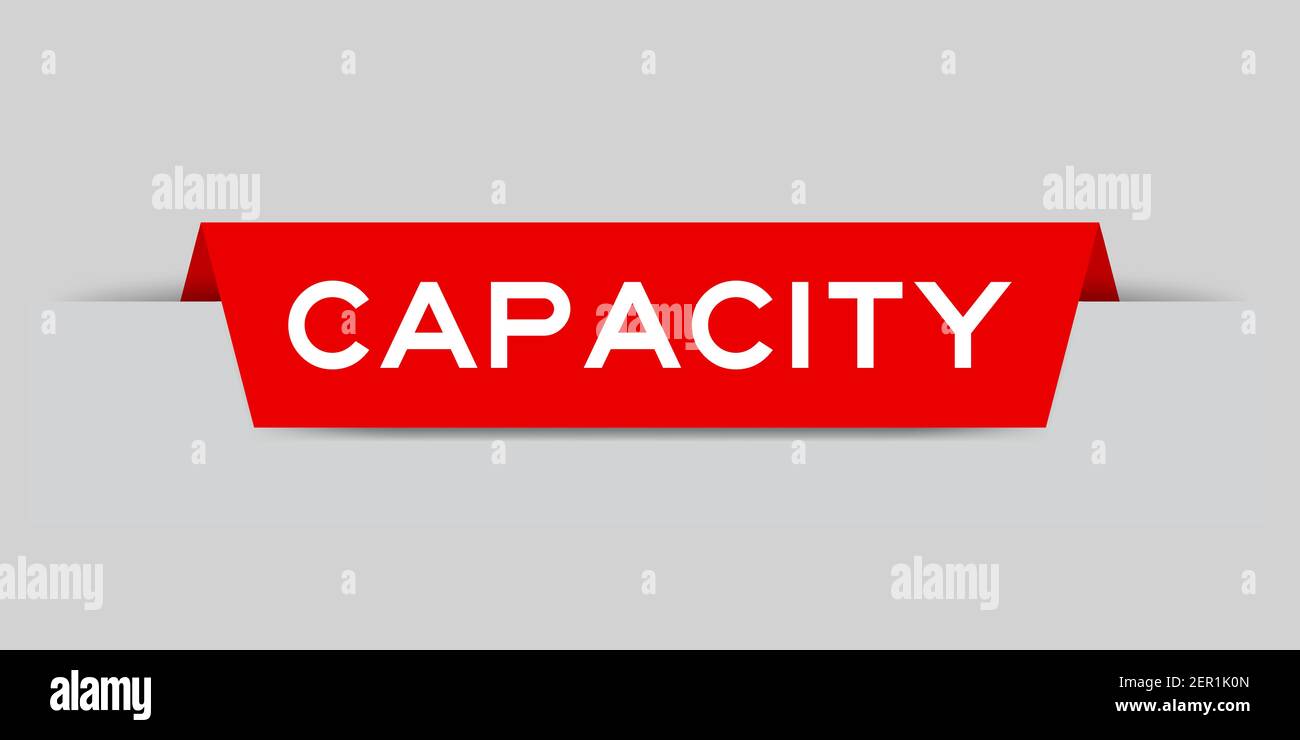 Red color inserted label with word capacity on gray background Stock ...