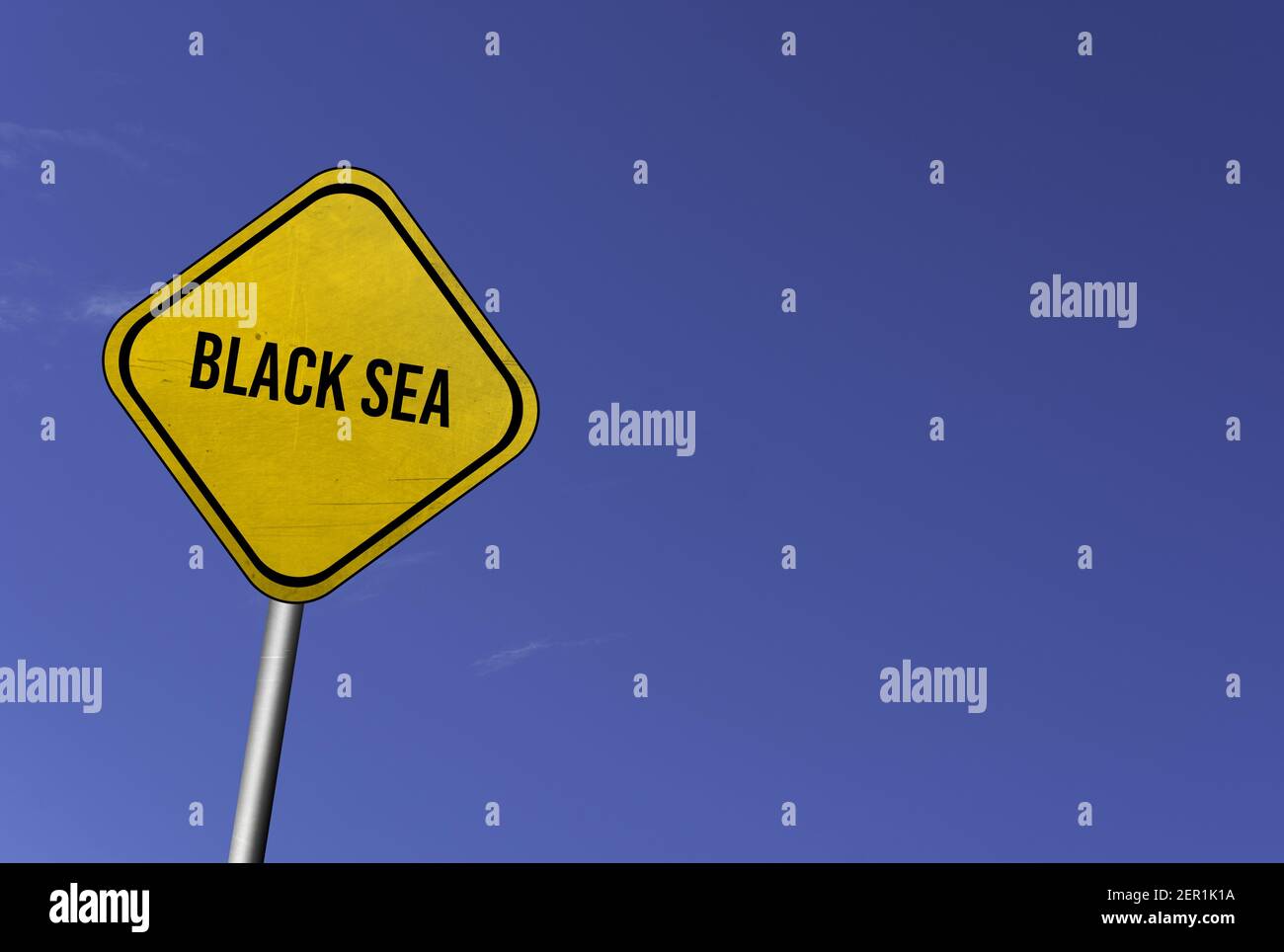 Black Sea - yellow sign with blue sky background Stock Photo - Alamy