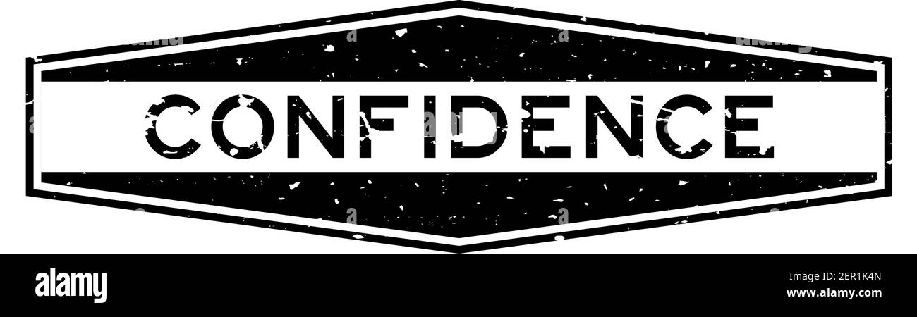 Grunge black confidence word hexagon rubber seal stamp on white ...