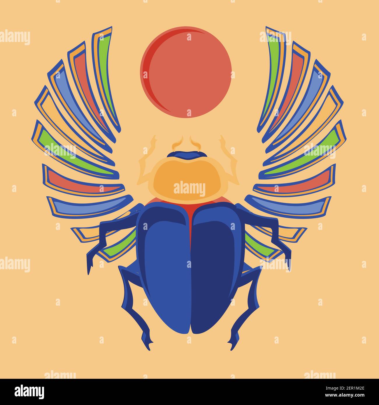 Vector illustration egyptian scarab beetle. Egyptian icons. Colorful ... Vector illustration egyptian scarab beetle. Egyptian icons. Colorful ...