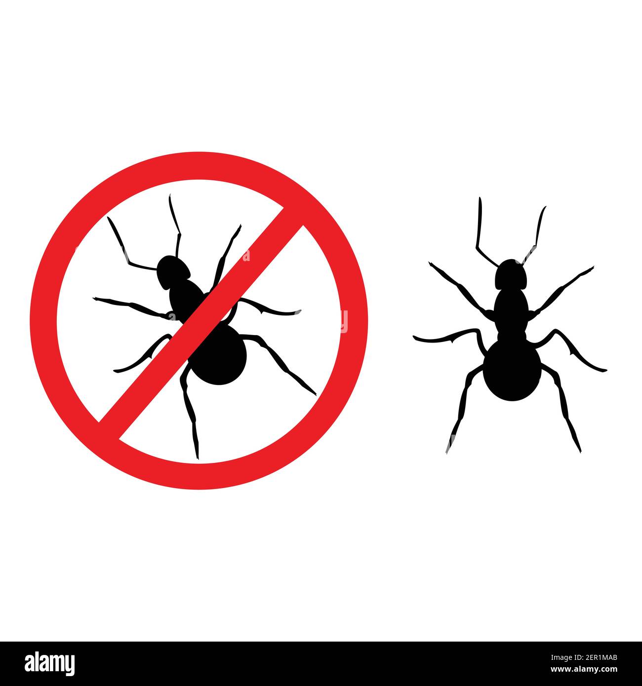 Vector illustration no ant sign, symbol. Ant insect household pests ...