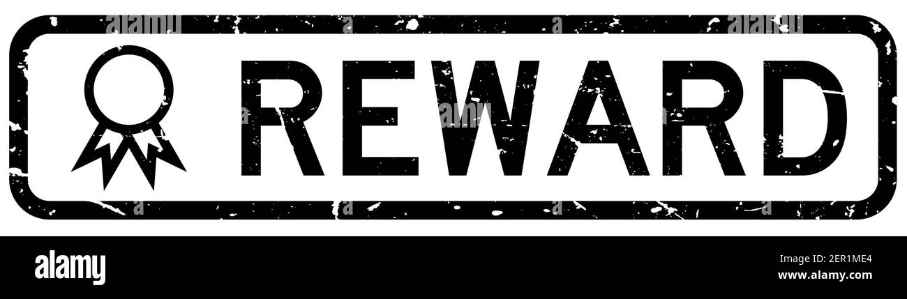 Grunge black reward word with badge icon square rubber seal stamp on ...