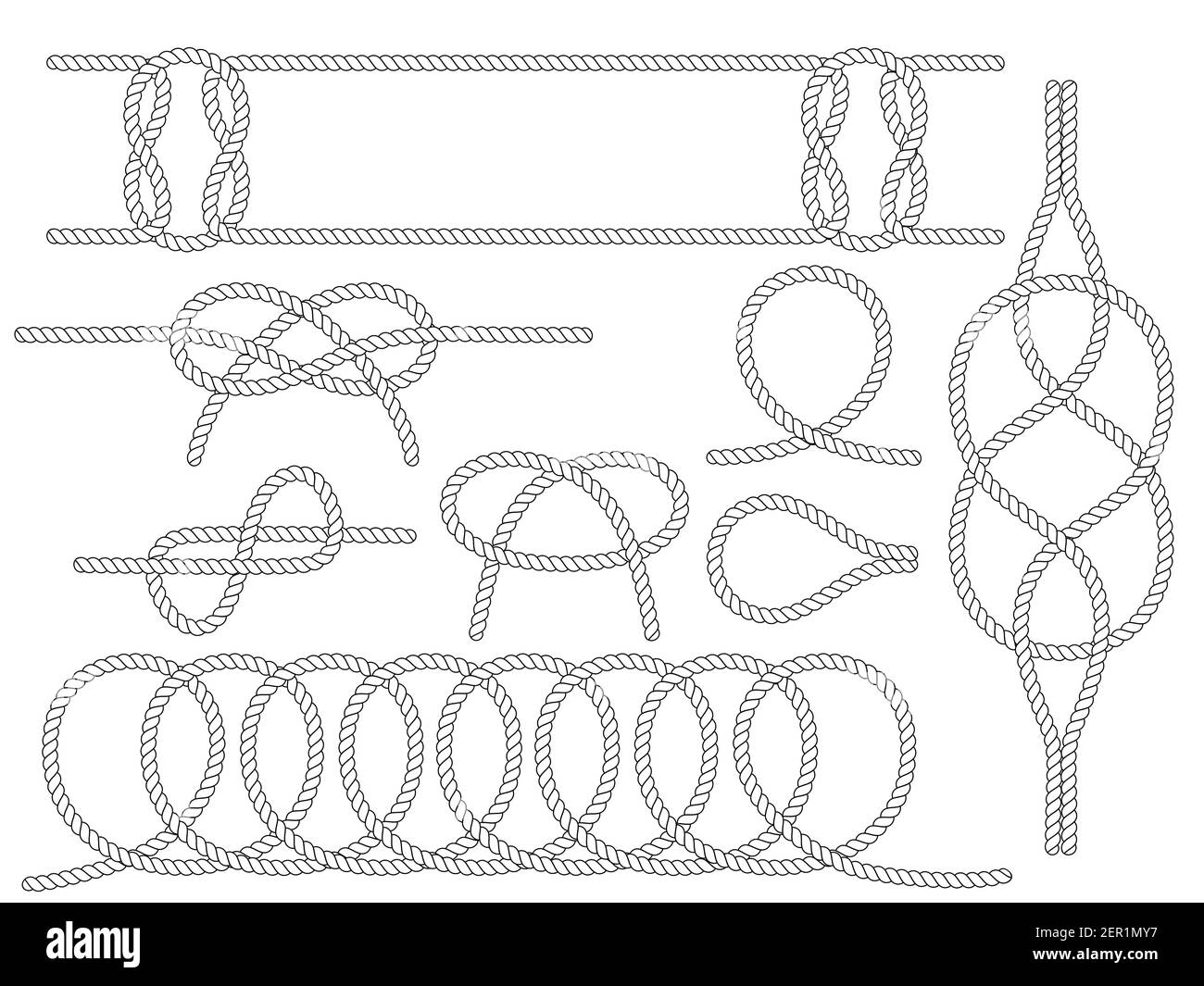 Set of nautical rope knots. Marine rope knot Stock Vector Image & Art ...