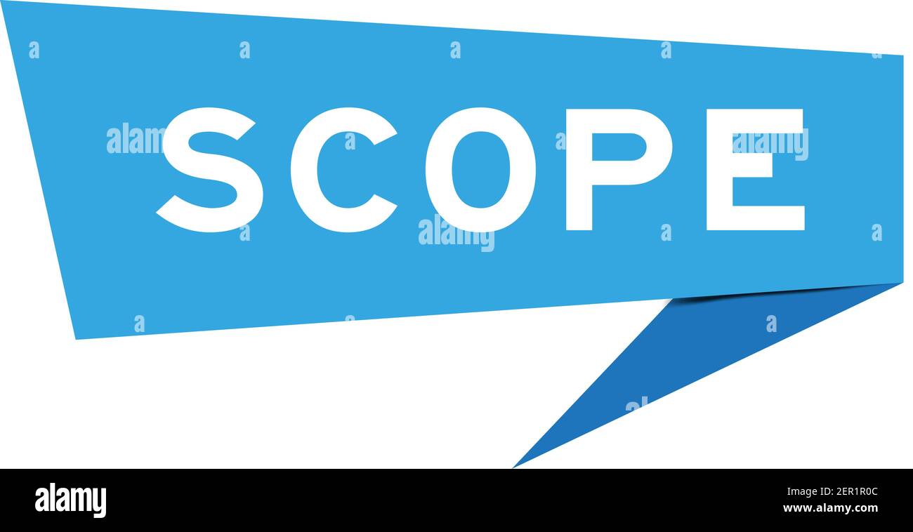 Paper speech banner with word scope in blue color on white background ...