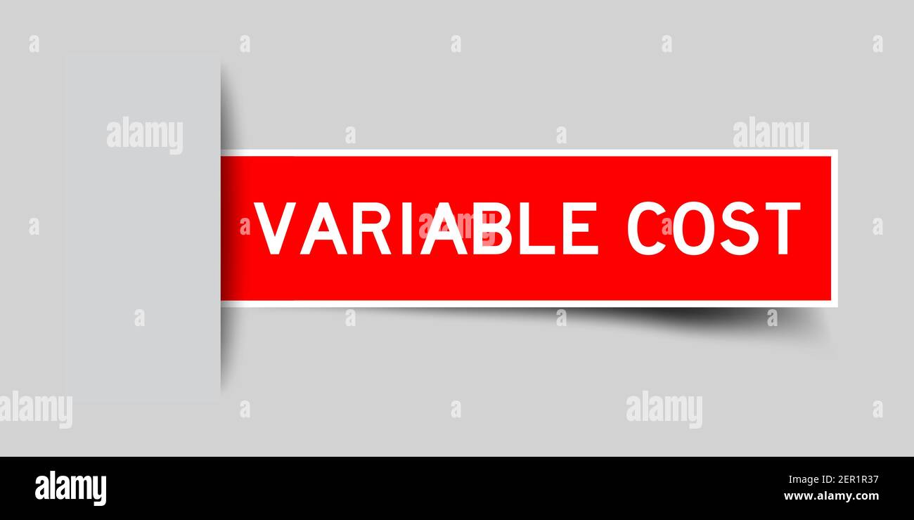 Label sticker red color in word variable cost that inserted in gray ...