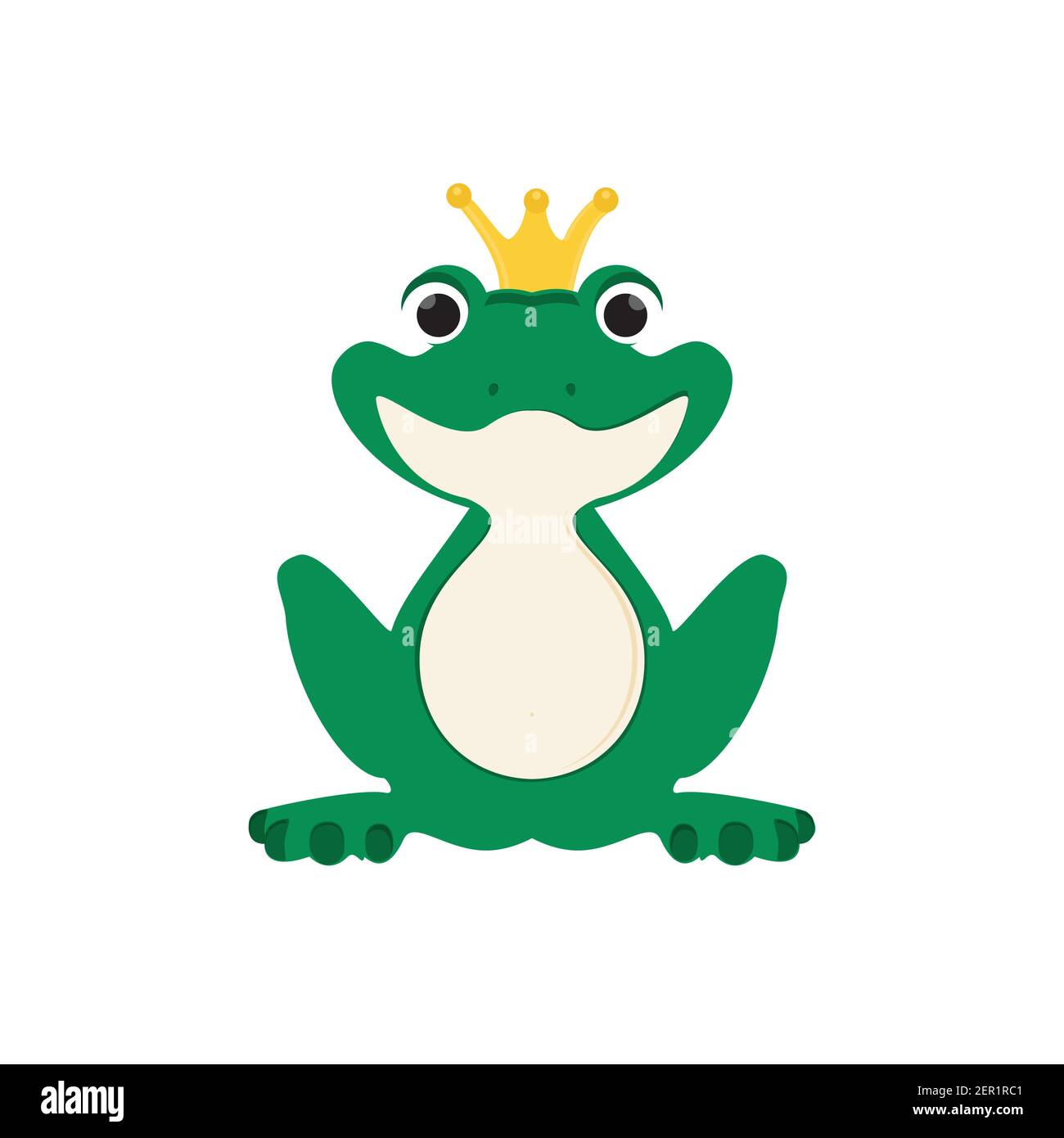 Vector illustration green, cute frog with golden crown on head Stock ...