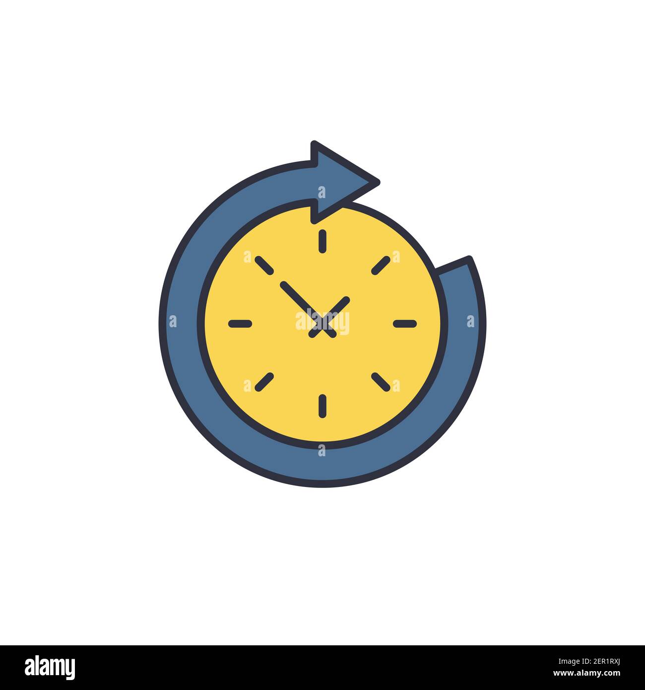 Real time icon, color, line, outline vector sign, linear style ...
