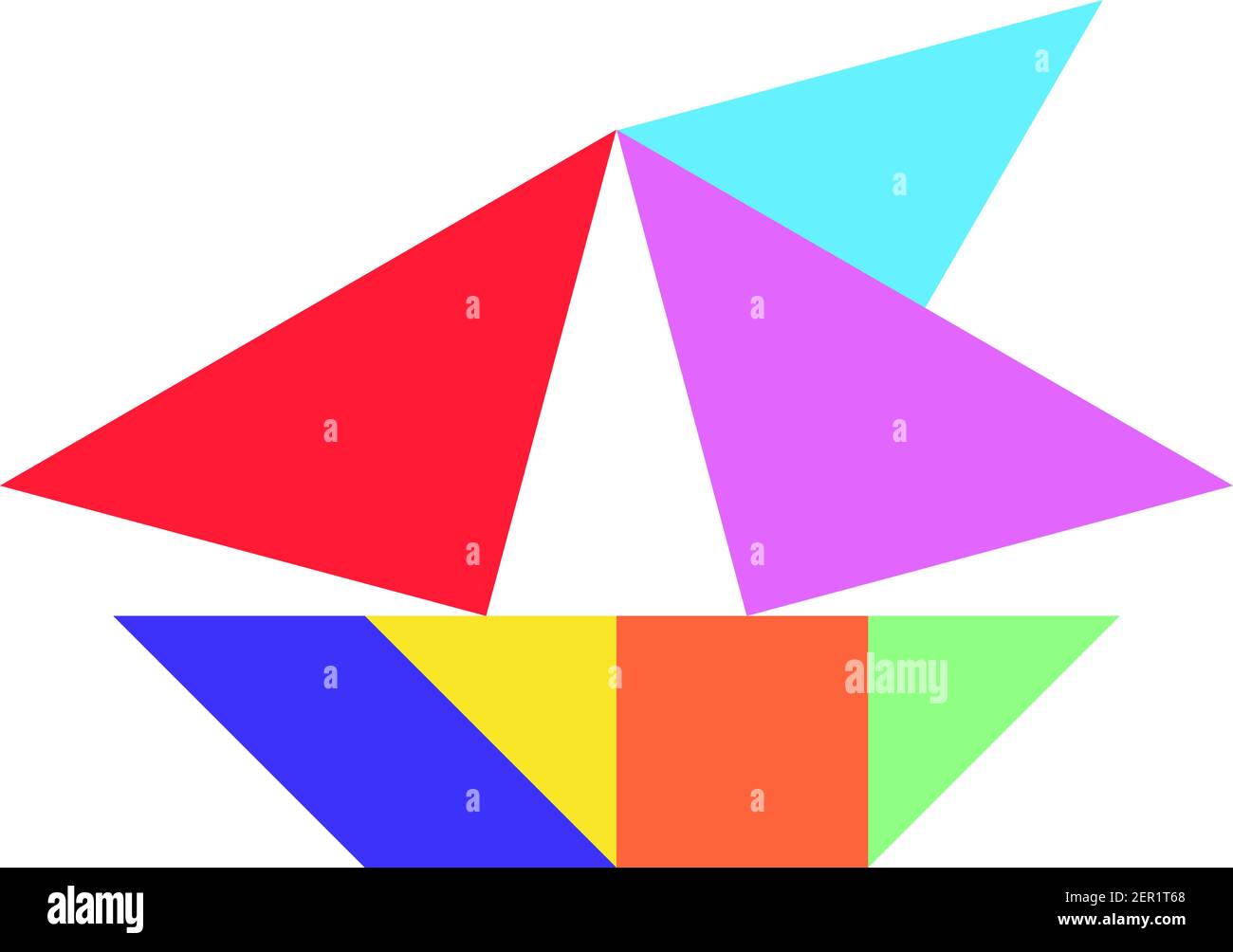 Color tangram puzzle in sailing boat shape on white background Stock ...