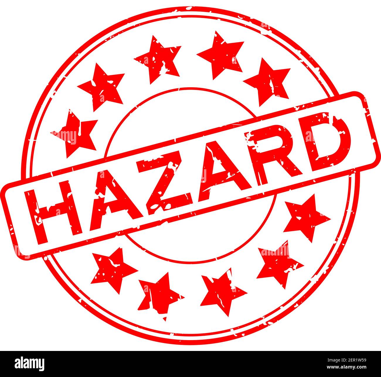 Grunge red hazard word round rubber seal stamp on white background ...