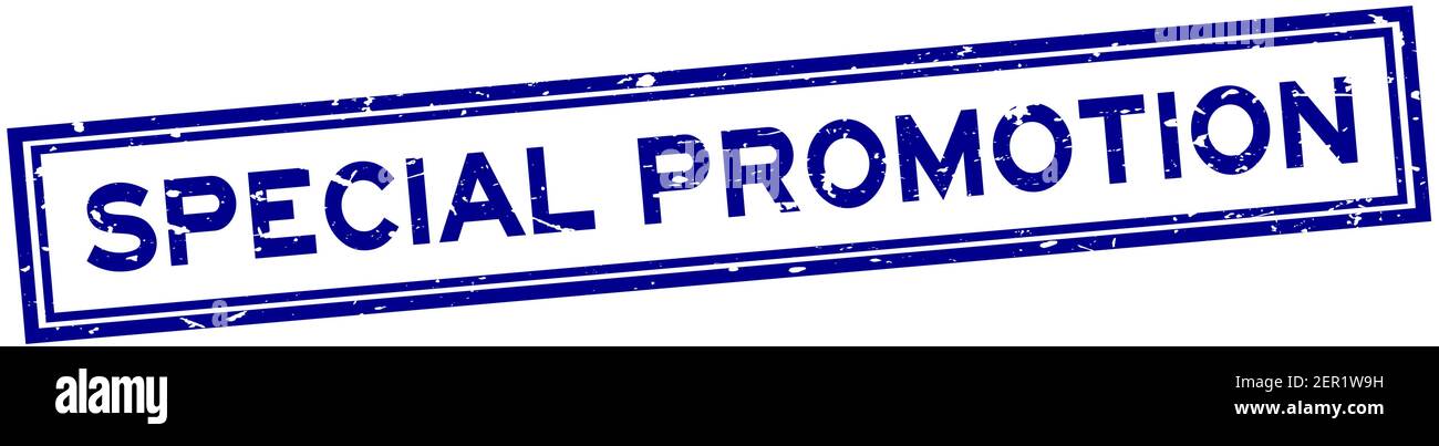 Grunge blue special promotion word square rubber seal stamp on white ...