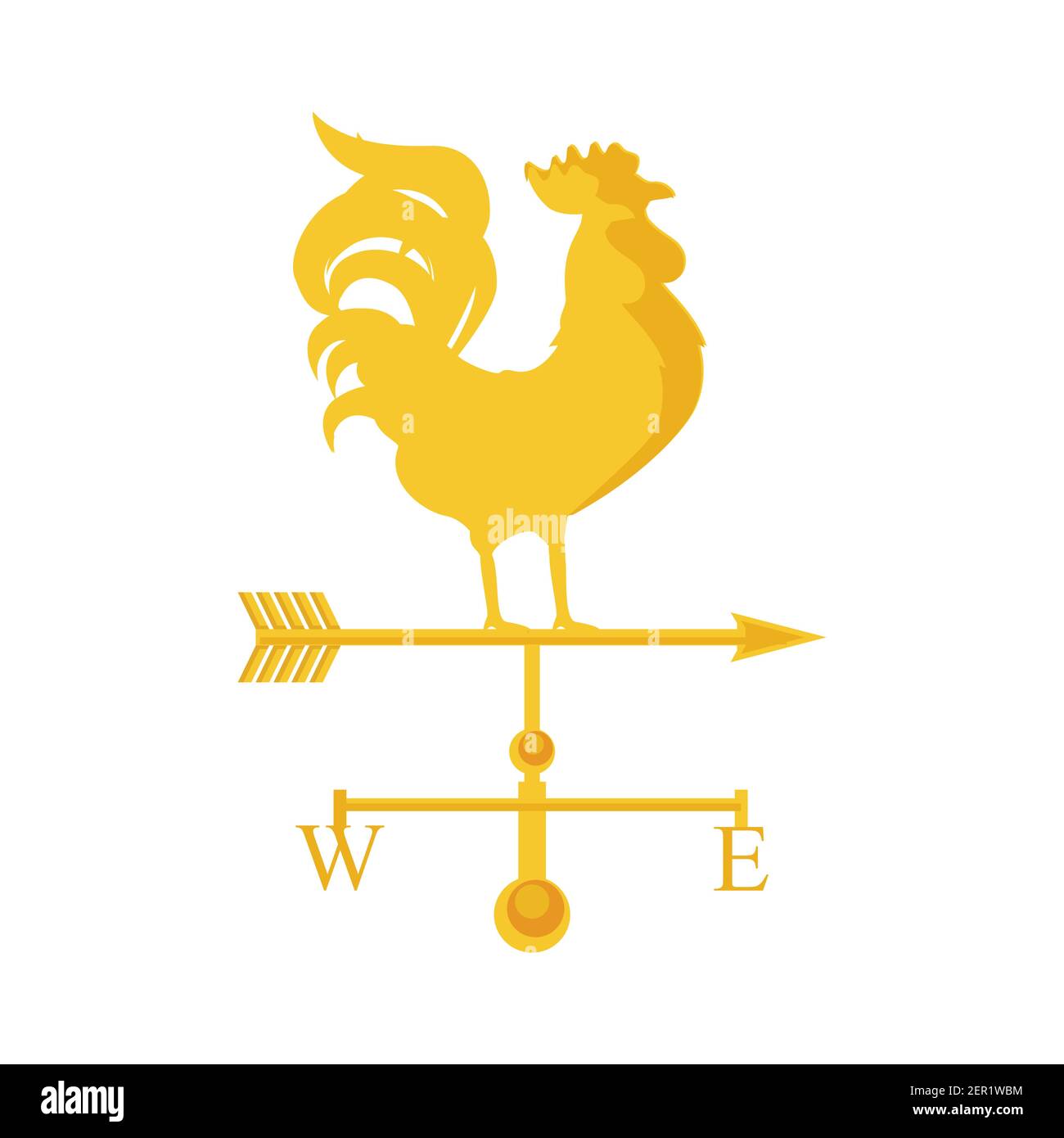 Vector illustration rooster weather vane. Golden rooster, cock. Weather ...