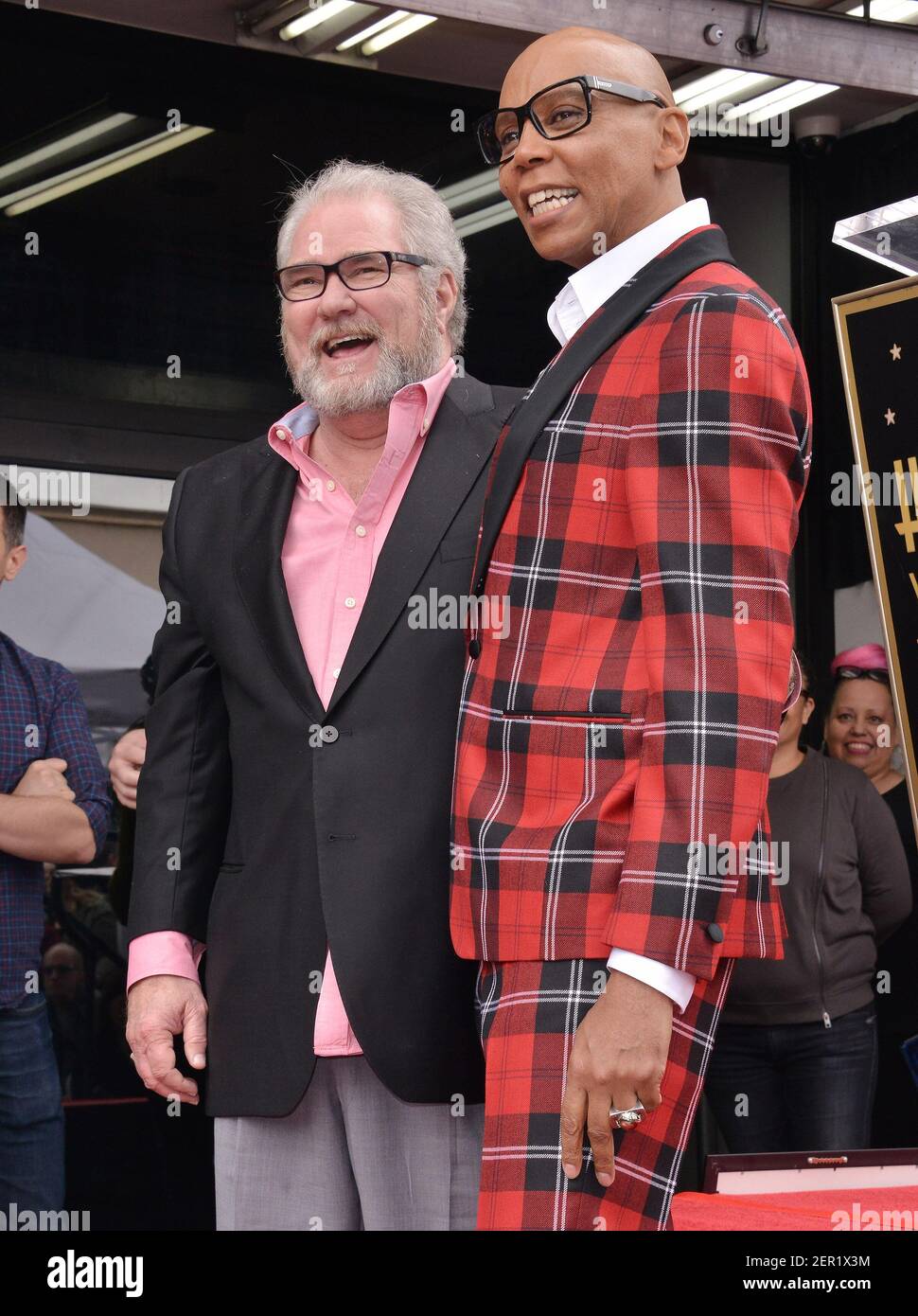 (L-R) Teacher Bill Pannell and RuPaul at RuPaul's Star On The Hollywood ...