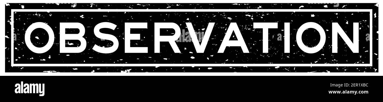 Grunge black observation word square rubber seal stamp on white ...