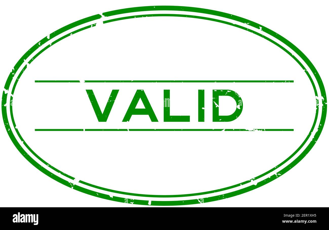 Grunge green valid word oval rubber seal stamp on white background ...