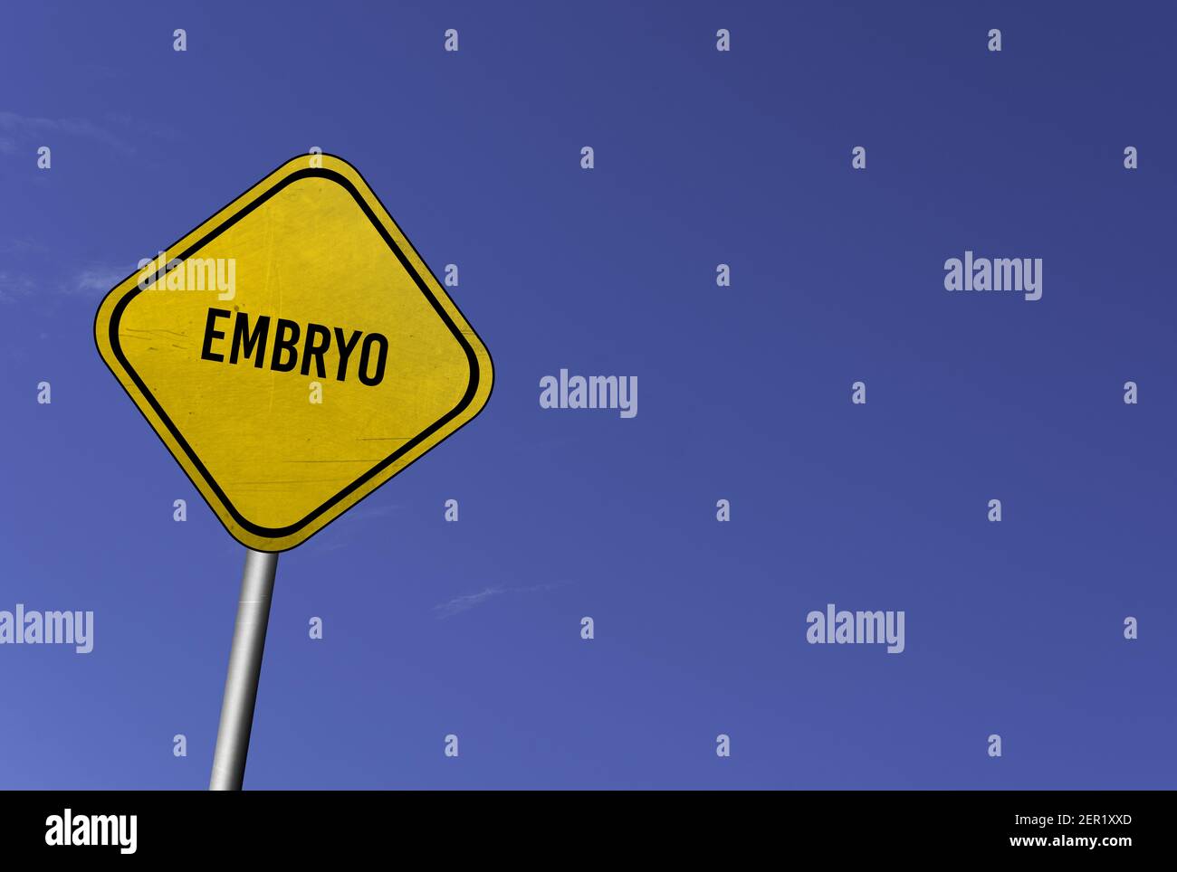 embryo - yellow sign with blue sky background Stock Photo - Alamy