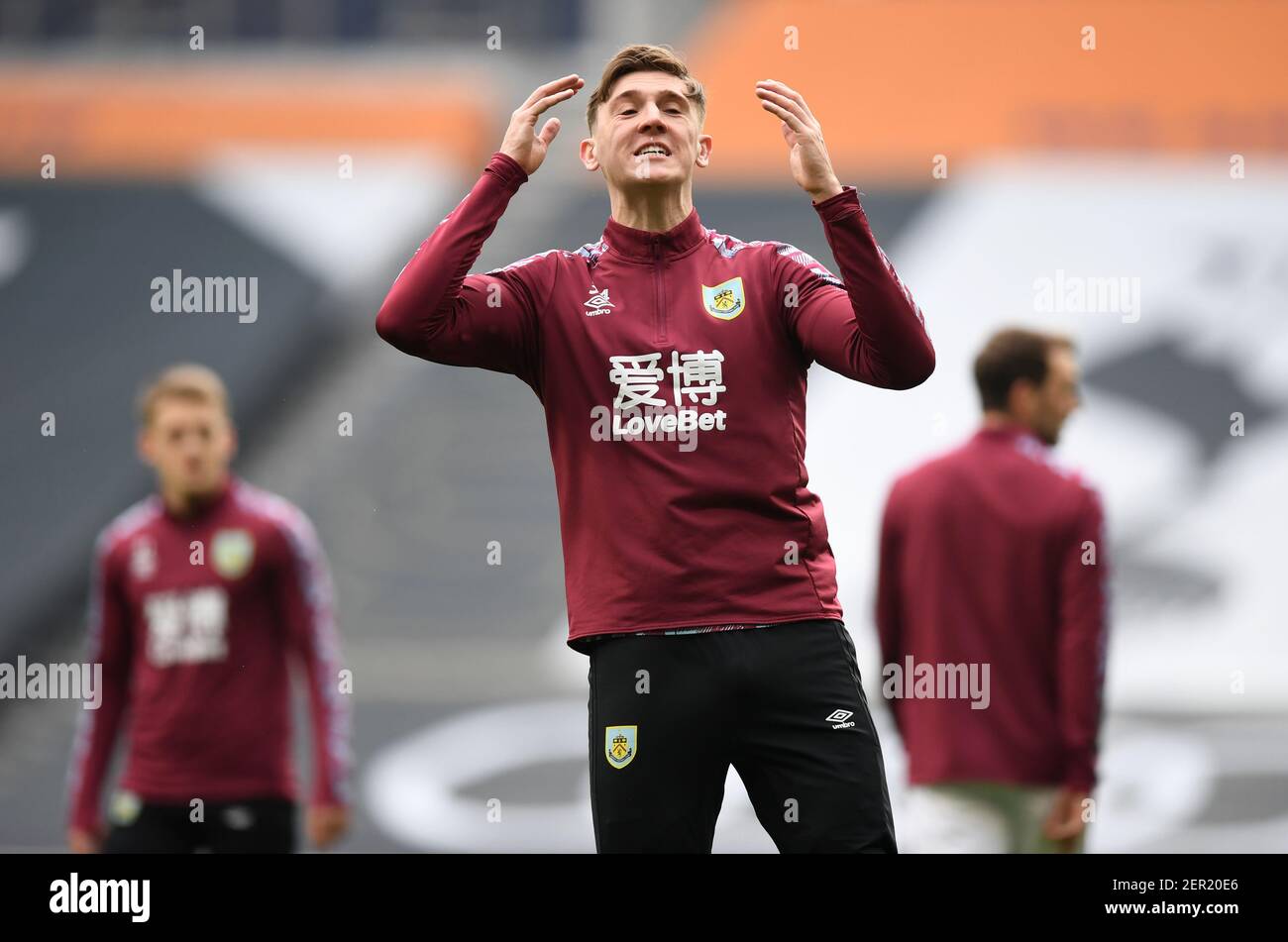 Burnley's Jimmy Dunne during the warm up before the Premier League ...