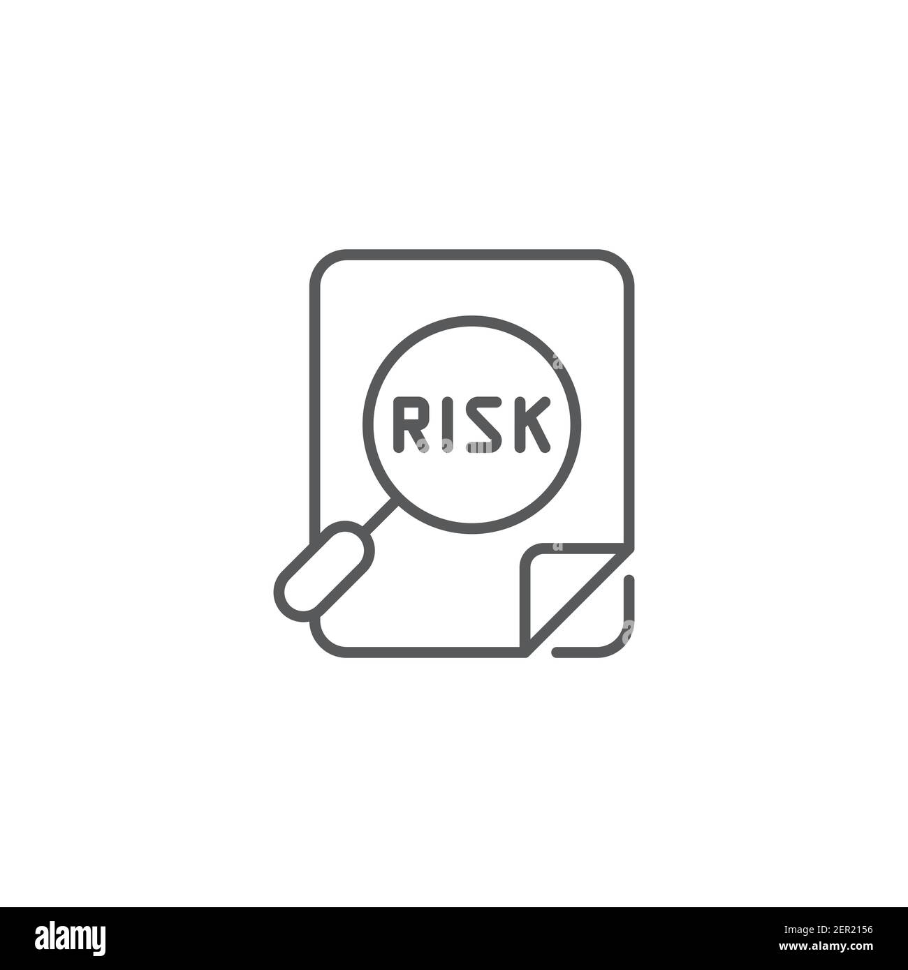 Risk Word Magnifying Glass icon, color, line, outline vector sign ...