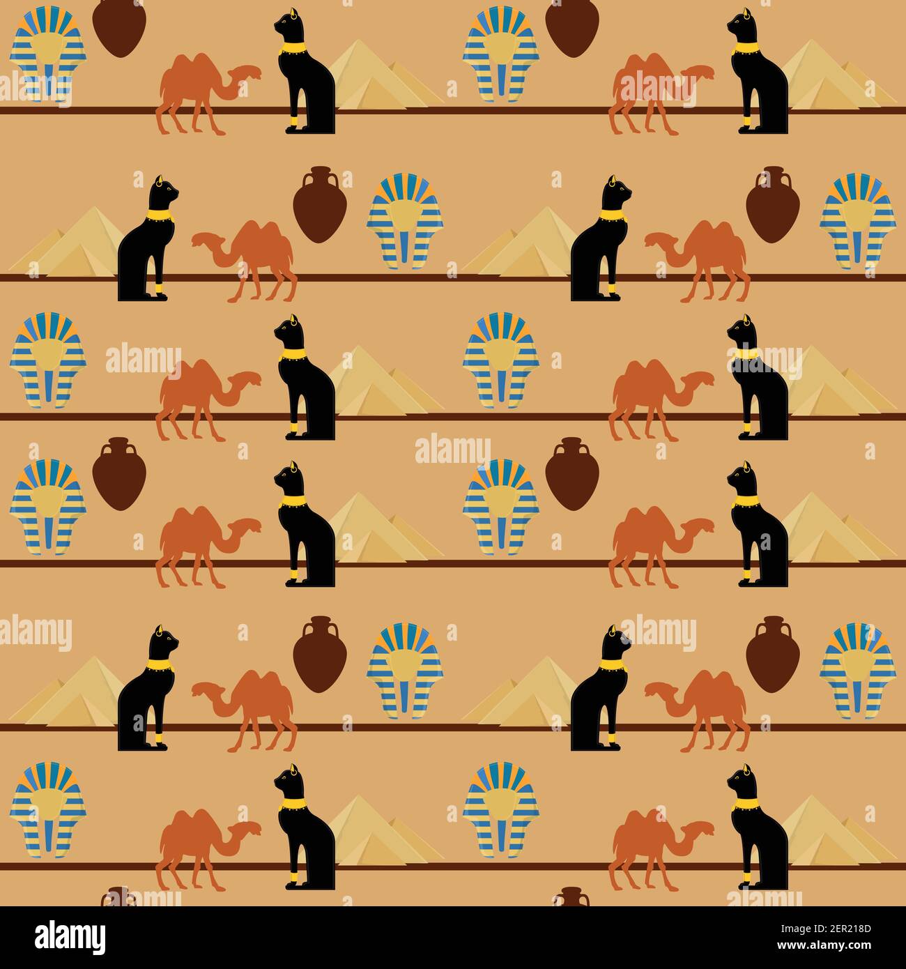 Vector illustration egypt seamless pattern with symbols of Egyopt ...