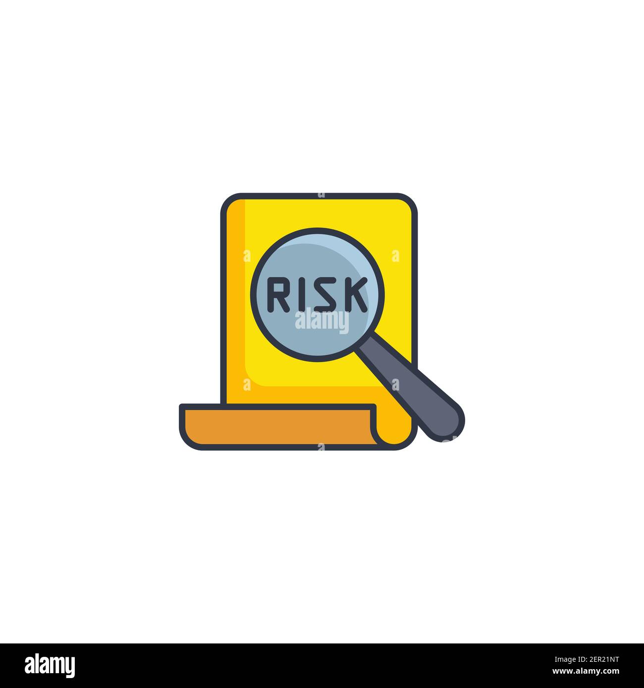 Risk Word Magnifying Glass icon, color, line, outline vector sign ...