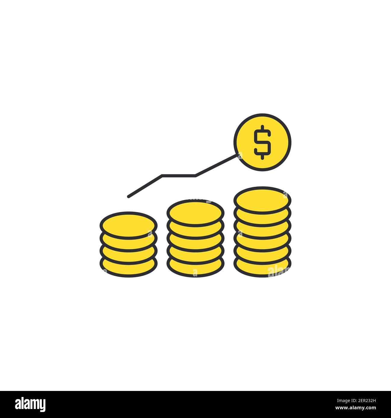 revenue concept icon, color, line, outline vector sign, linear style ...