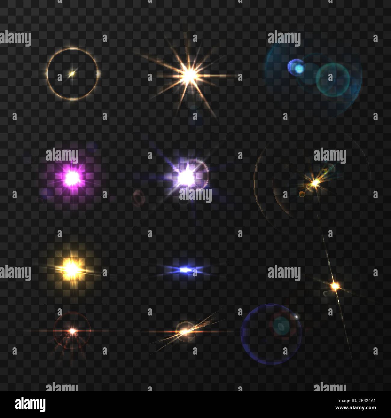 Lens flares and twinkle realistic colored set isolated Stock Vector Image & Art - Alamy