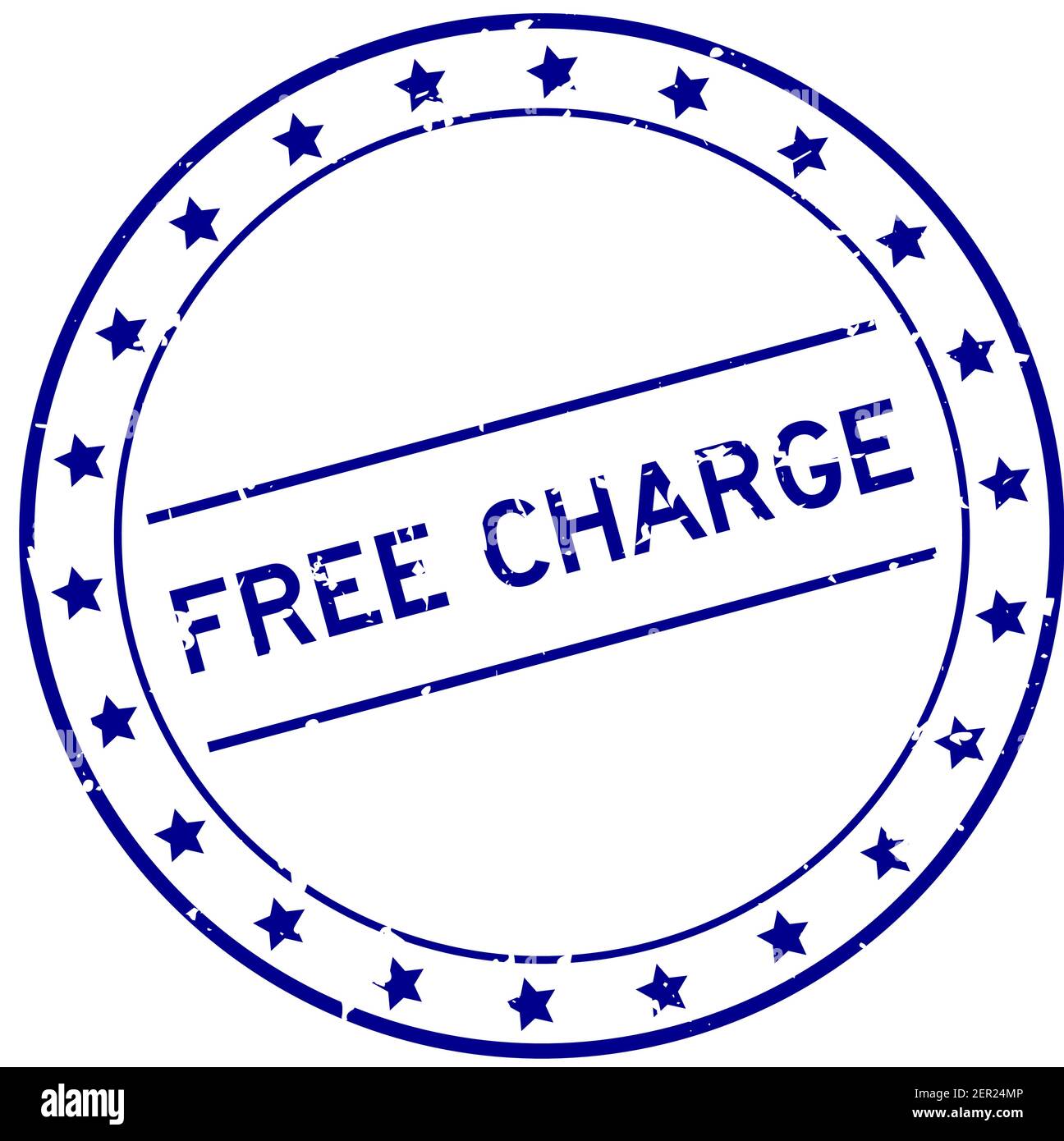 Grunge blue free charge word round rubber seal stamp on white background Stock Vector Image ...