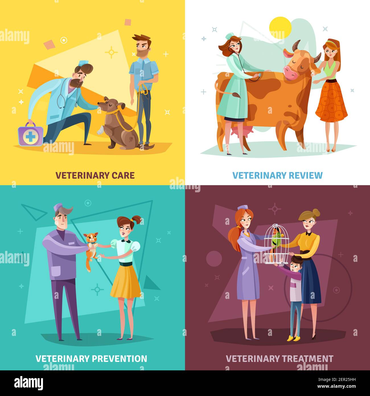 Vet doctors design concept with pets and farm animals veterinary ...