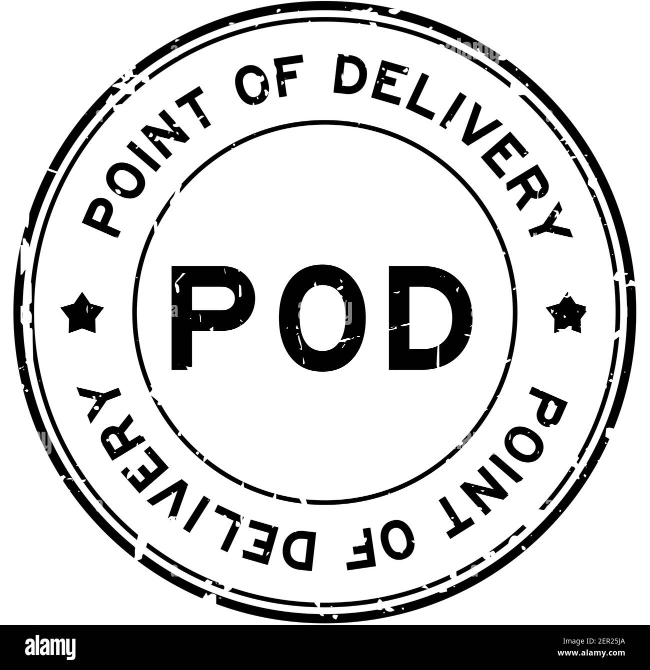Grunge black POD Point of Delivery word round rubber seal stamp on ...