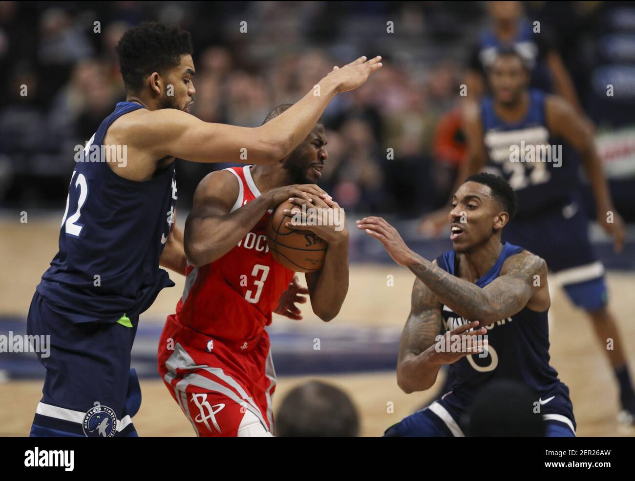 Minnesota Timberwolves center Karl-Anthony Towns (32) and guard Jeff ...