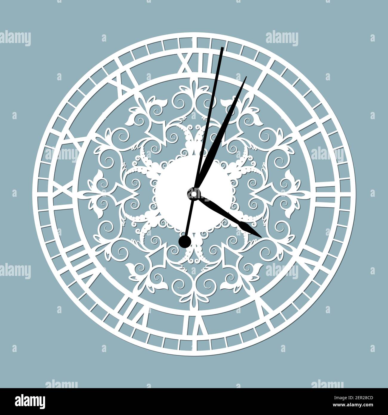 Simple clock face with roman numerals. Vector template for laser cut ...