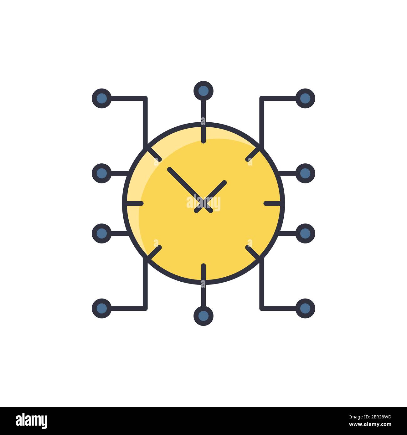 Real time icon, color, line, outline vector sign, linear style ...