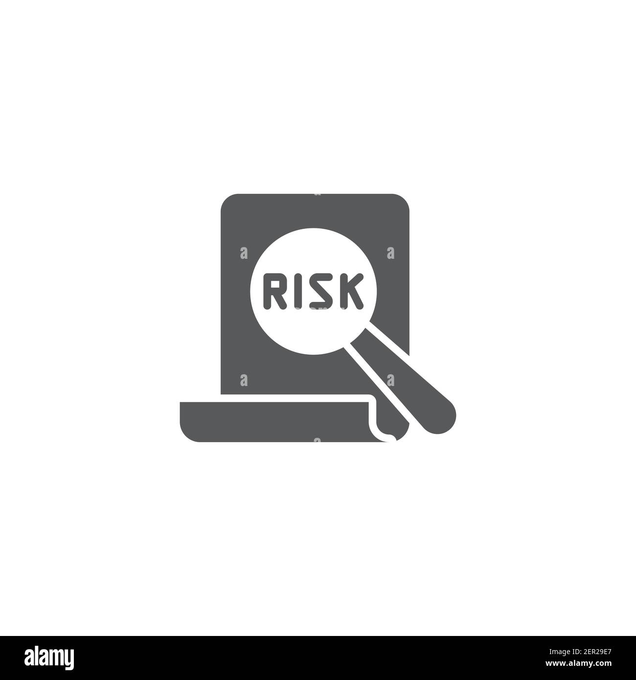 Risk Word Magnifying Glass icon, color, line, outline vector sign ...